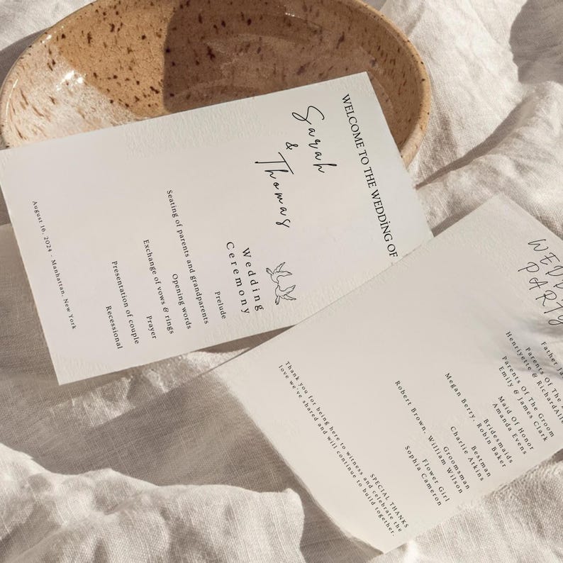 Wedding Program Template | Elegant Wedding Ceremony Program | INSTANT ...