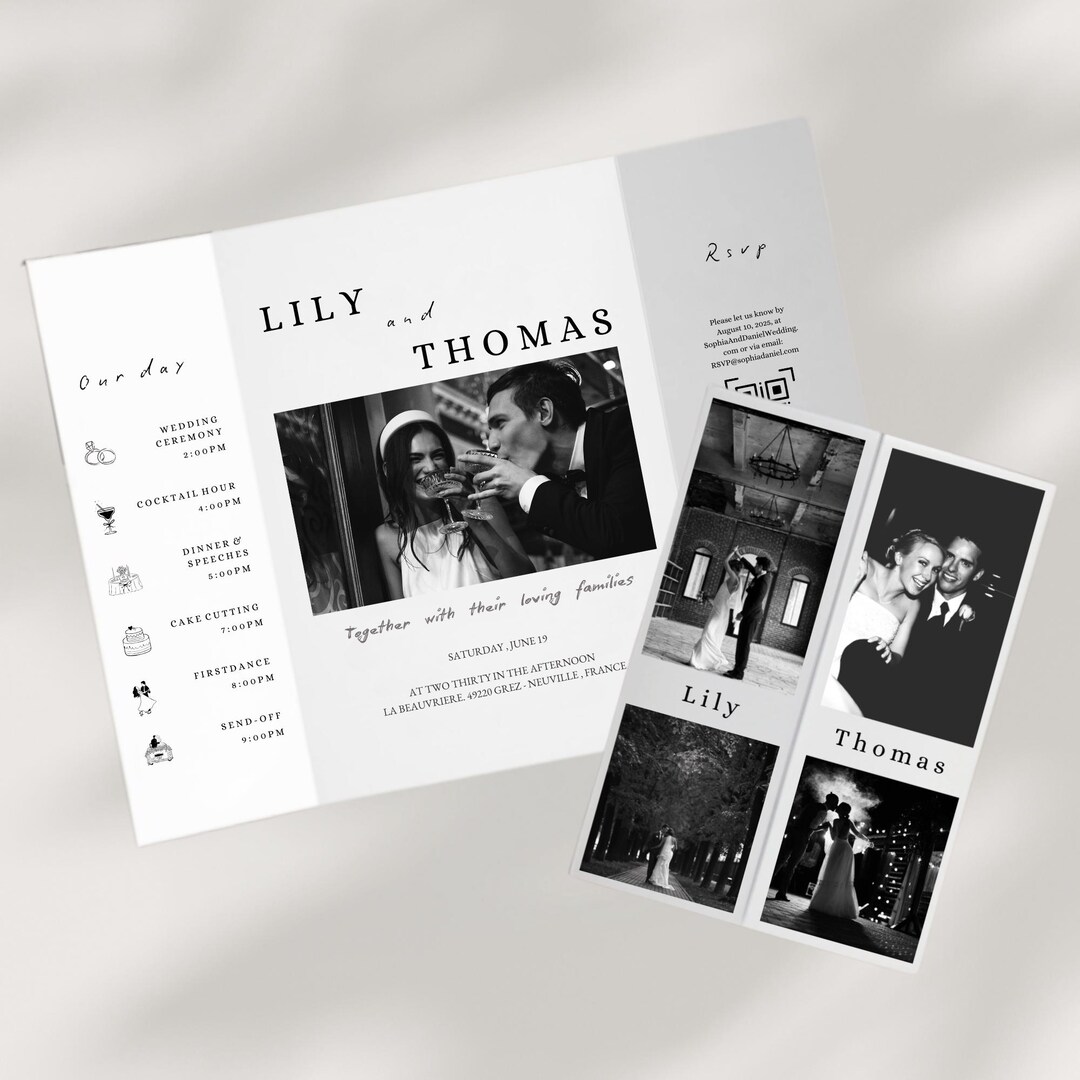 Gatefold Wedding Invitation Template Download With QR Code I Editable ...