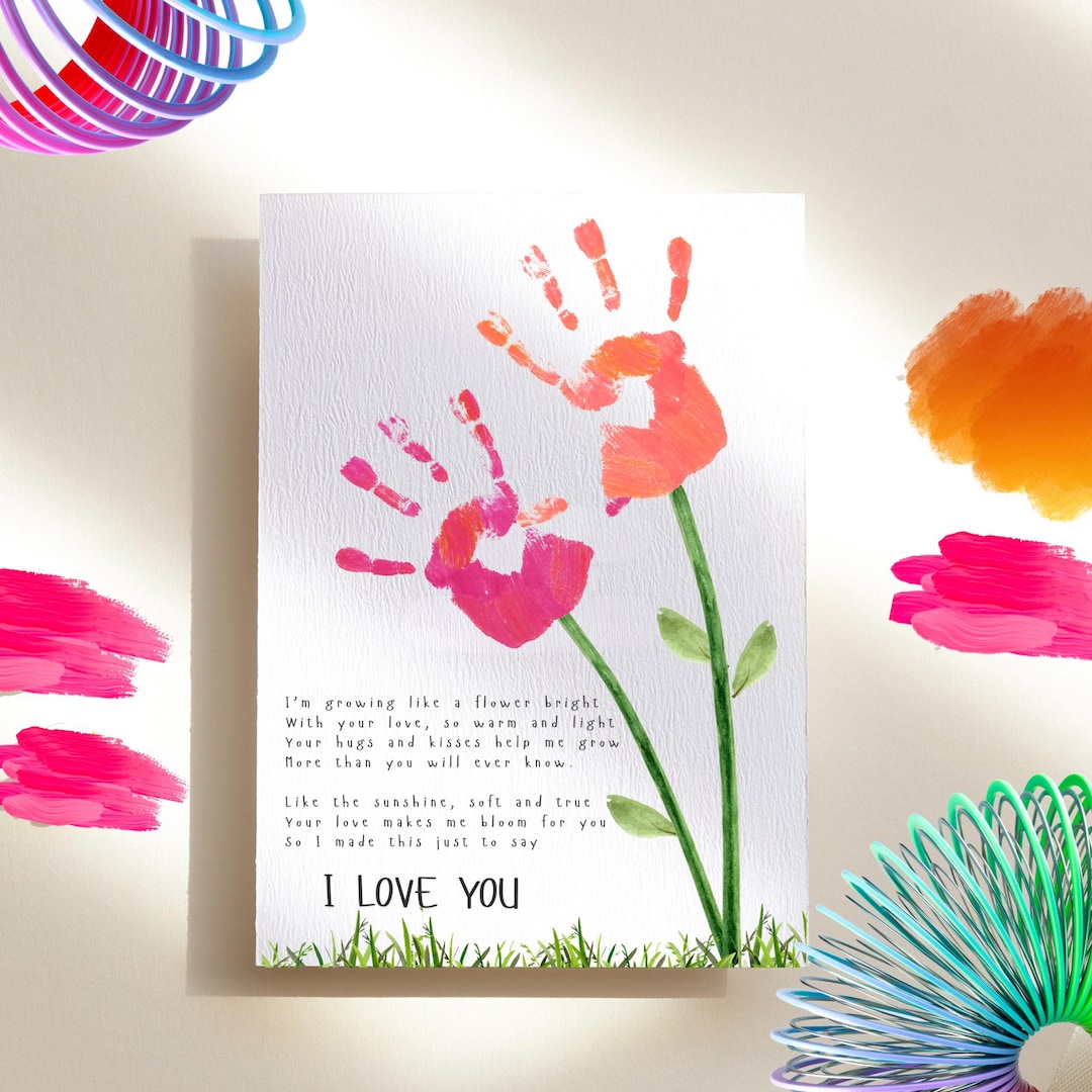 Mothers Day Handprint Poem, Flower Craft for Mom Grandmother, Flower ...