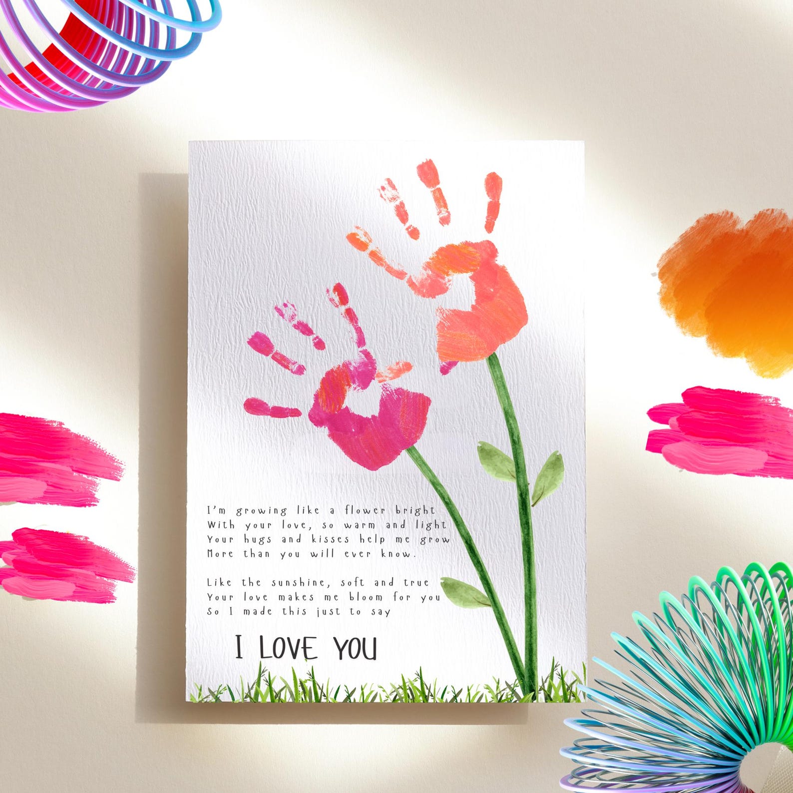 Mothers Day Handprint Poem, Flower Craft for Mom Grandmother, Flower ...