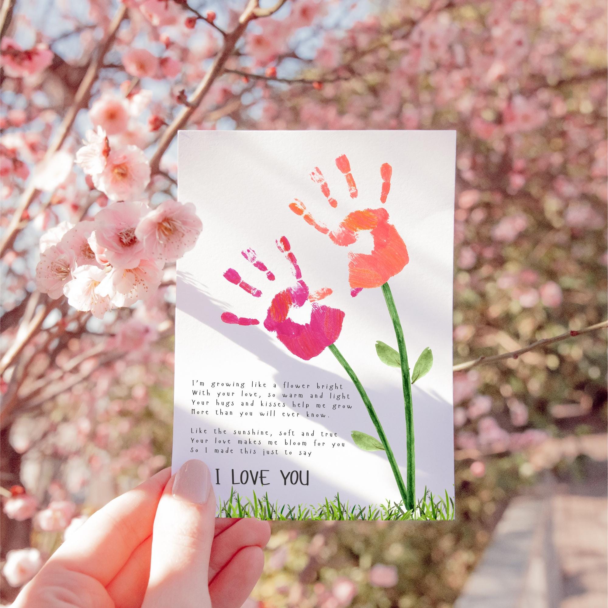 Mothers Day Handprint Poem, Flower Craft for Mom Grandmother, Flower ...