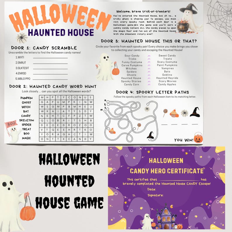 Halloween Printable Haunted House Game: Party Activity for Teens & Kids ...
