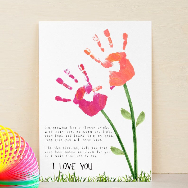 Mothers Day Handprint Poem, Flower Craft for Mom Grandmother, Flower ...