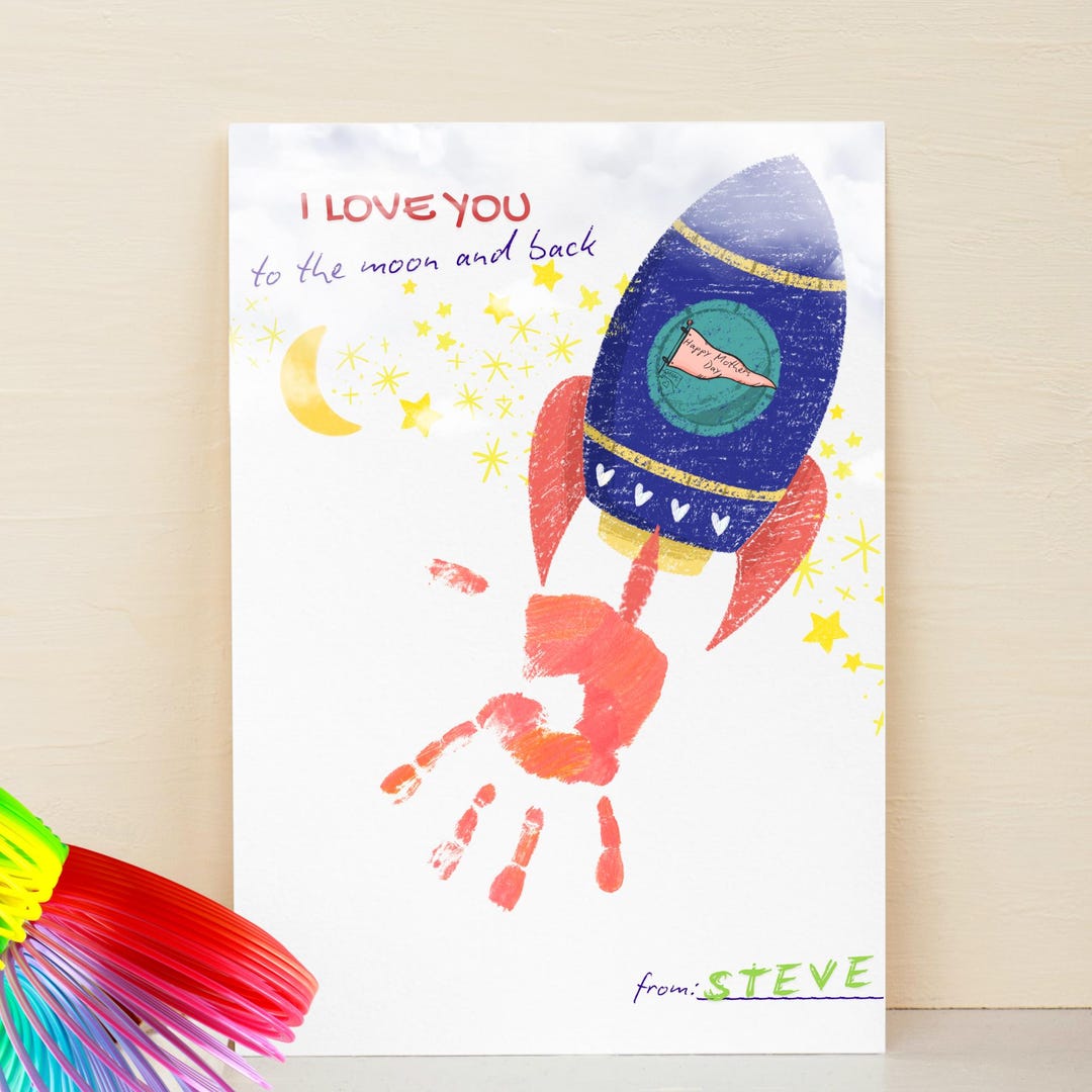 I Love You to the Moon and Back Handprint, Rocket Handprint Crafts ...