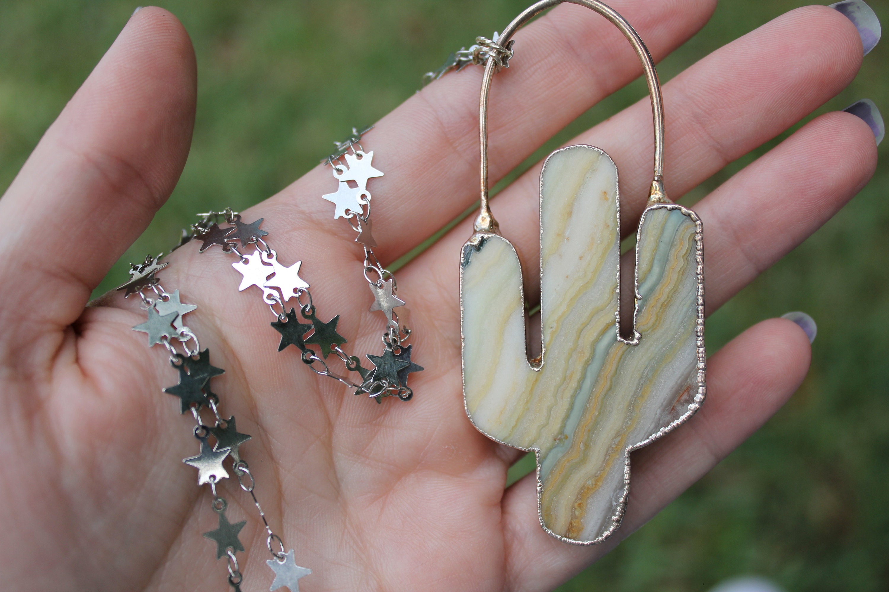 Cactus Necklace Cactus Jewelry Silver Cactus Necklace | Etsy