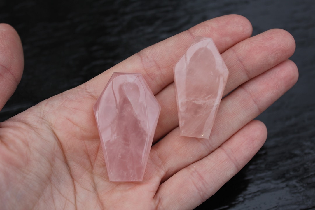 Natural Rose Quartz Carved Coffin Cabochons Vampire Gravestone - Etsy