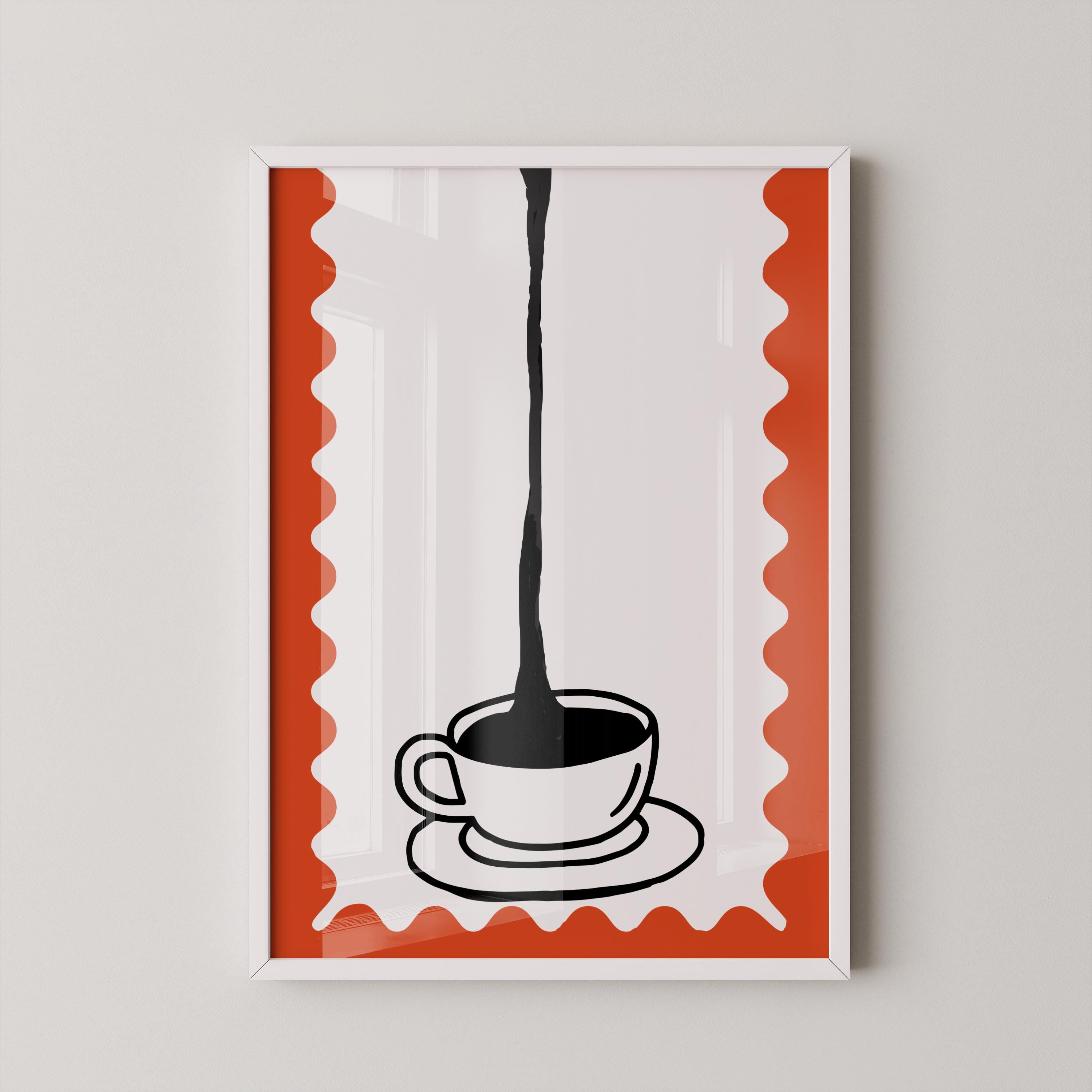 2 Set Coffee Art, Vertical Posters of Coffee Pot and Coffee Cup ...