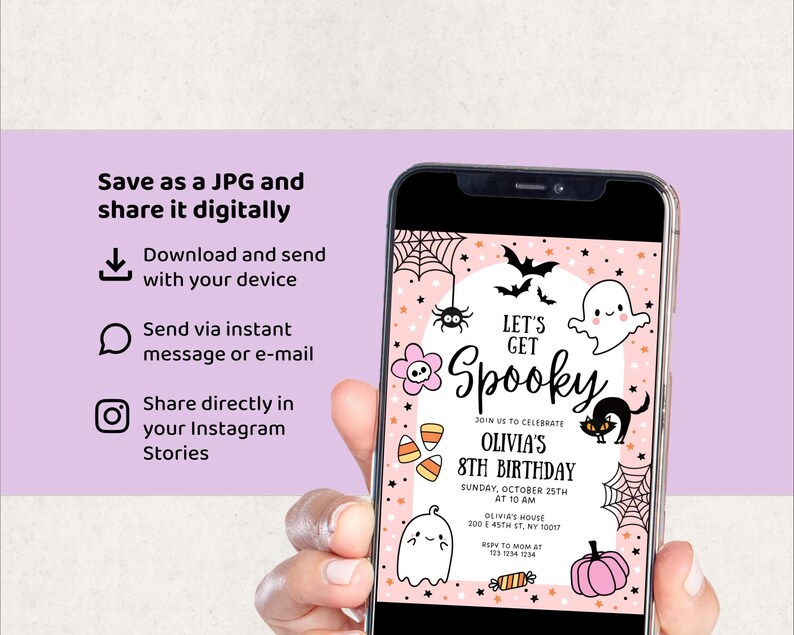 Editable Halloween Birthday Party Invite, Lets Get Spooky Invite ...