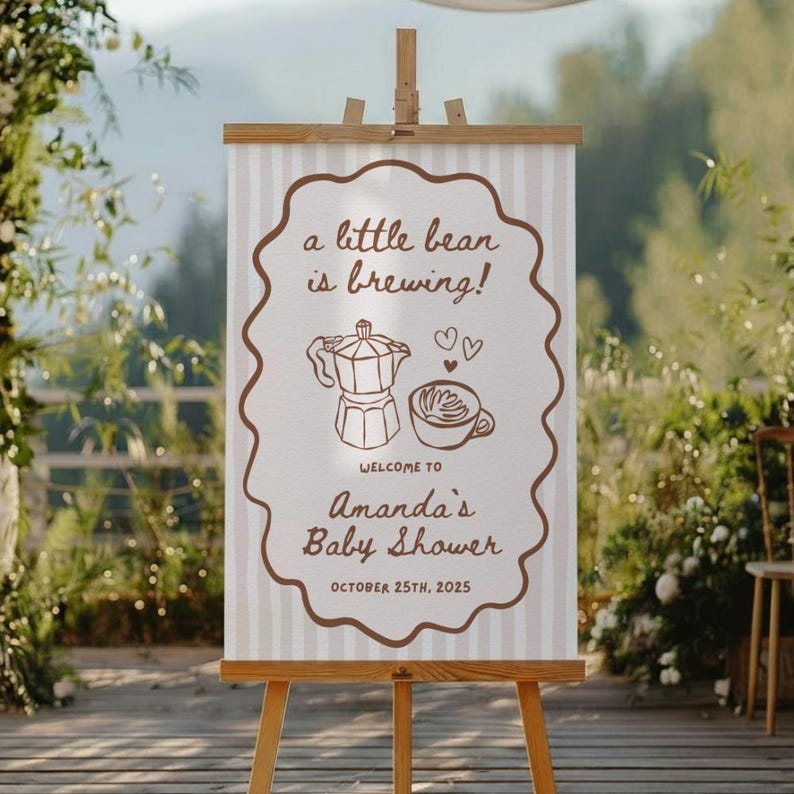 A Little Bean is Brewing Welcome Baby Shower Sign, Coffee Theme Baby ...
