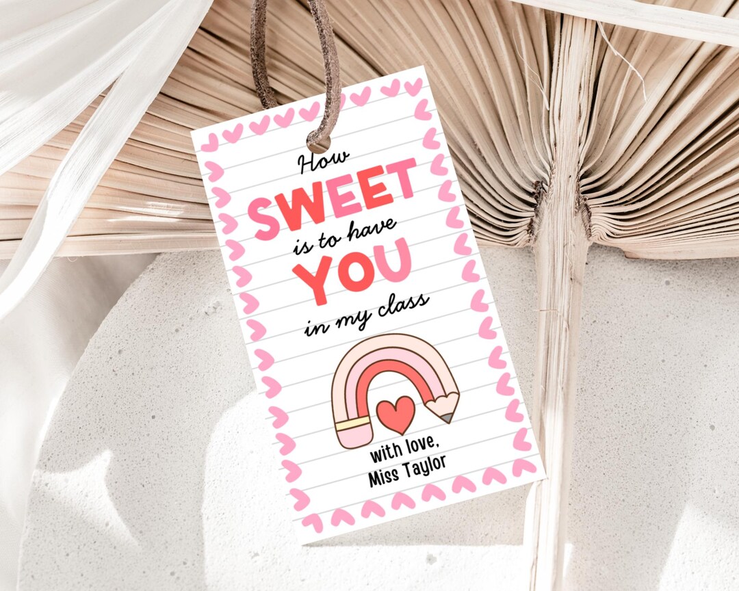 Valentine Gift Tag for Students, Valentine Classroom Favor Tag ...