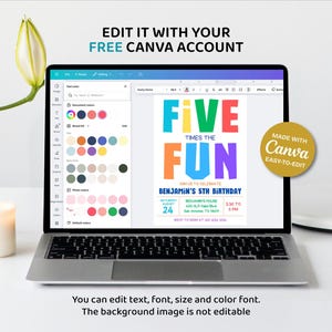 Five Times the Fun Birthday Invitation, 5th Birthday Party Invite ...