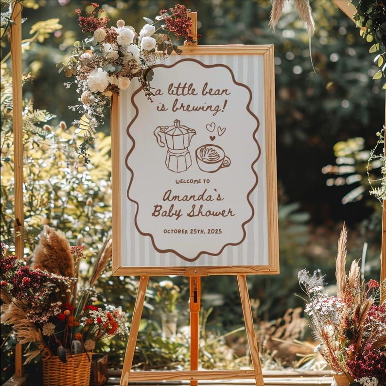 A Little Bean is Brewing Welcome Baby Shower Sign, Coffee Theme Baby ...