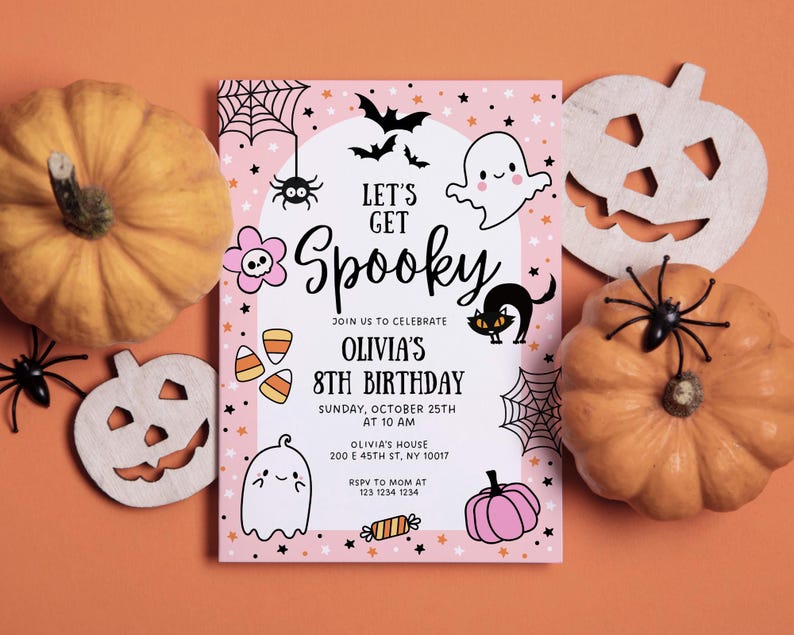 Editable Halloween Birthday Party Invite, Lets Get Spooky Invite ...
