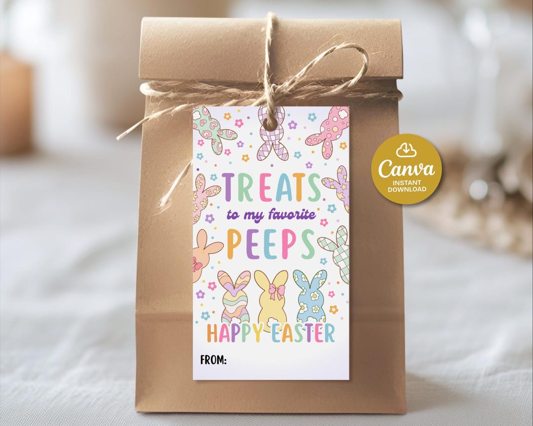 Printable Easter Gift Tags, Happy Easter Treat Bag Tag, Sweet Treats ...