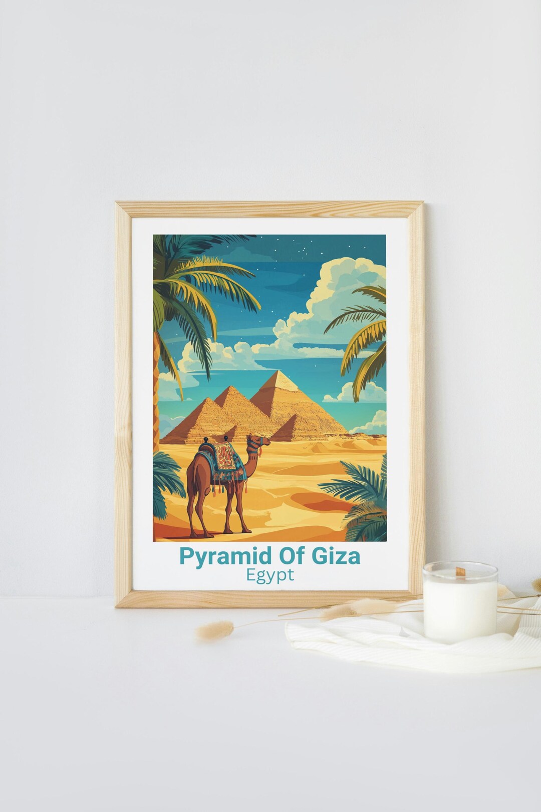 Pyramid of Giza Art - Pyramid of Giza Poster - Vintage Egypt Wall Art ...