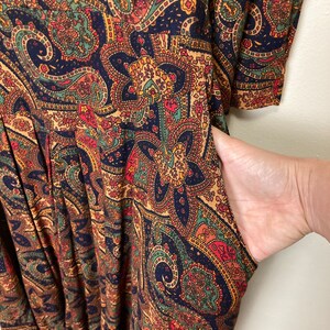 Fall Paisley Vintage 90s Belted Midi Dress - Etsy