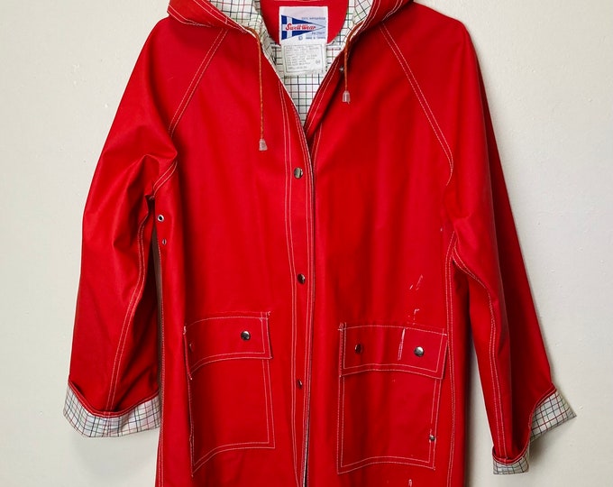Swell-wear Vintage 1970s Cherry Red Rain Slicker Raincoat - Etsy