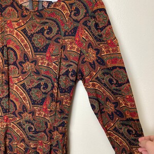 Fall Paisley Vintage 90s Belted Midi Dress - Etsy