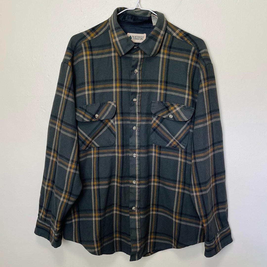 Gray and Brown Western Plaid Vintage 90s Northwest Territory Grunge ...