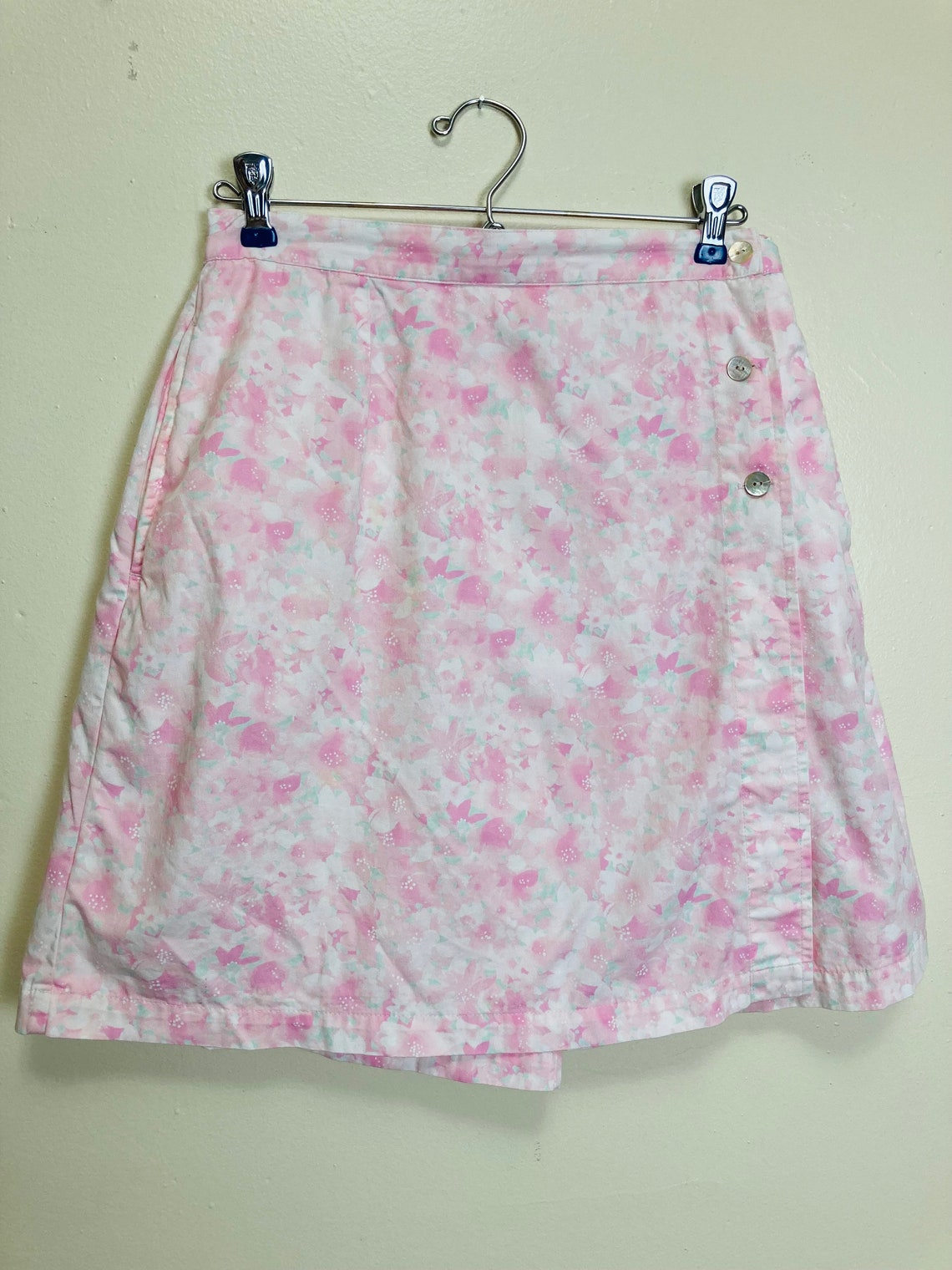Pastel Pink Floral Vintage 90s Cotton Skort - Etsy