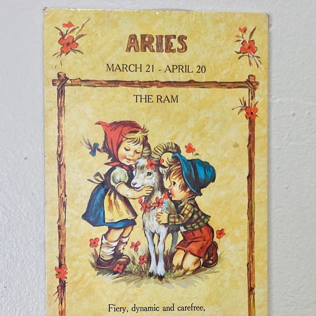 Aries Vintage 1970s Astrology Poem Lithograph Print Wall Art - Etsy