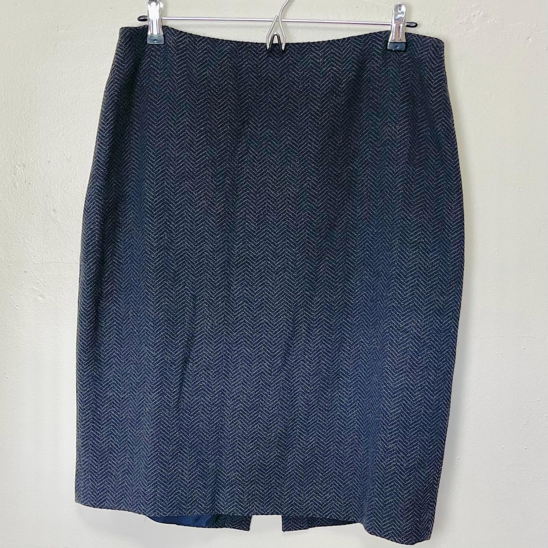 Wool Blend Minimalist Vintage 90s Chevron Pencil Skirt - Etsy