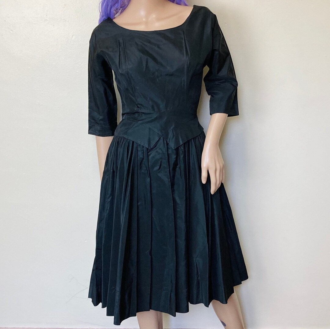 Mid Century 50s Vintage Full Skirt Little Black Formal Dress - Etsy