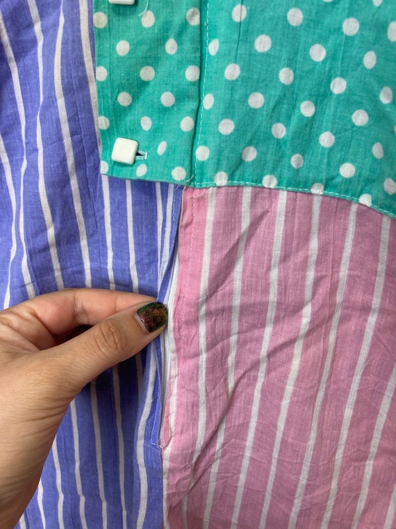 80s Colorblock Mixed Print Vintage Kids Jumpsuit Romp… - Gem