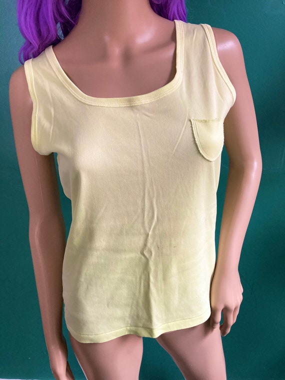 Vintage 70s Butter Yellow Single Stitch Tank Top - Gem