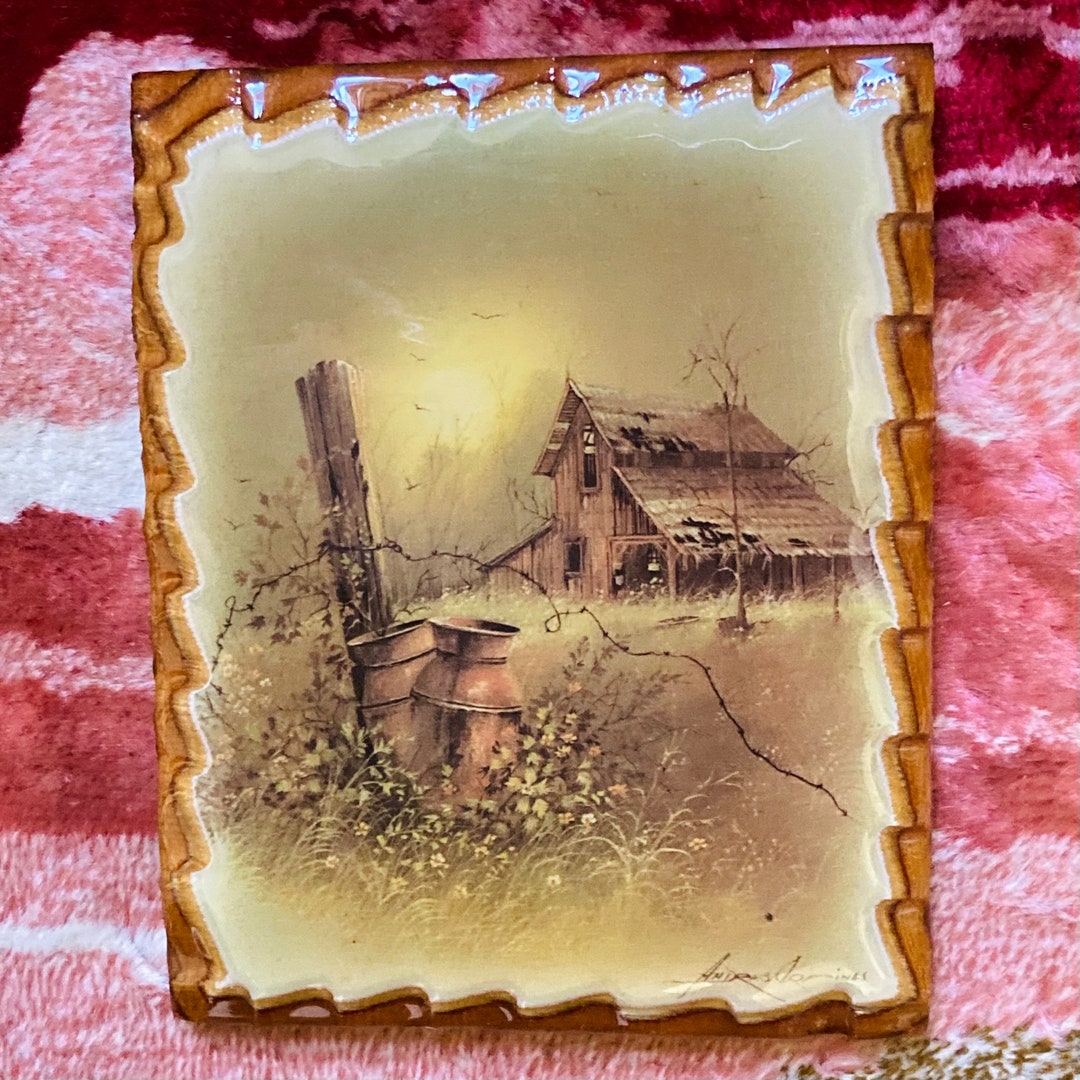 Rustic Farm Vintage 70s Decoupage Wall Plaque - Etsy