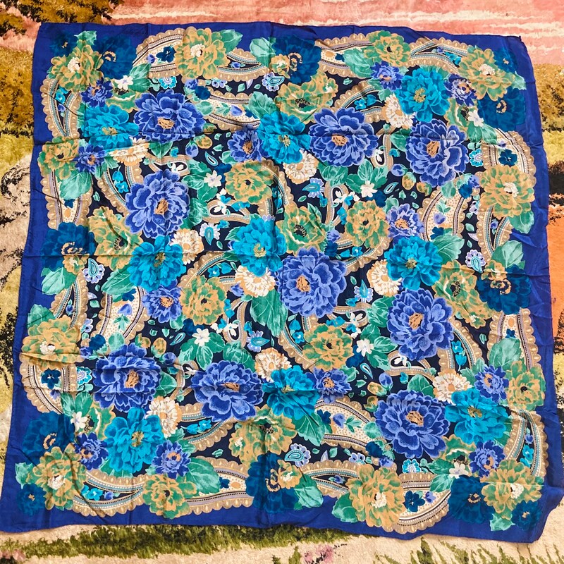 Blue Silk Scarf - Etsy