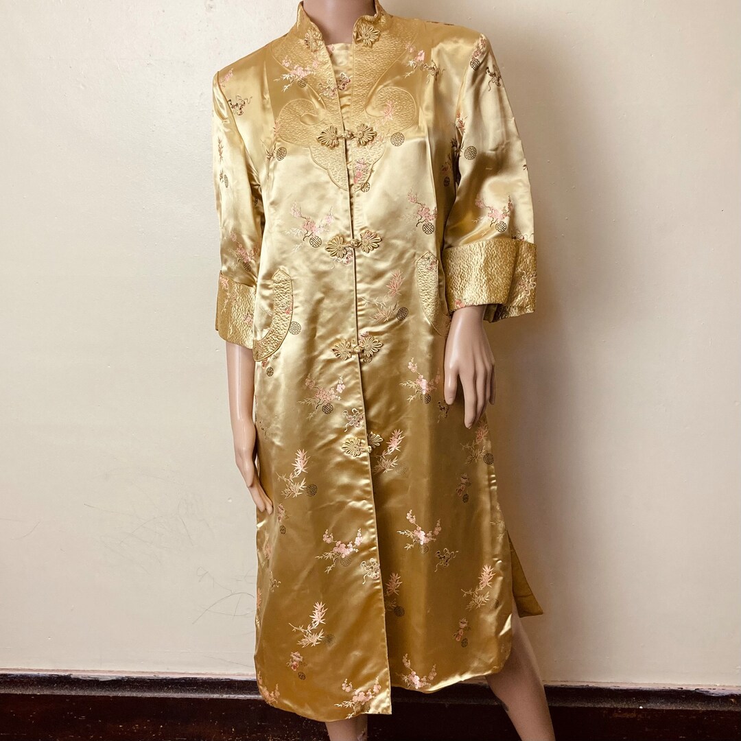 Gold Silk Antique Chinese Brocade Robe House Coat - Etsy