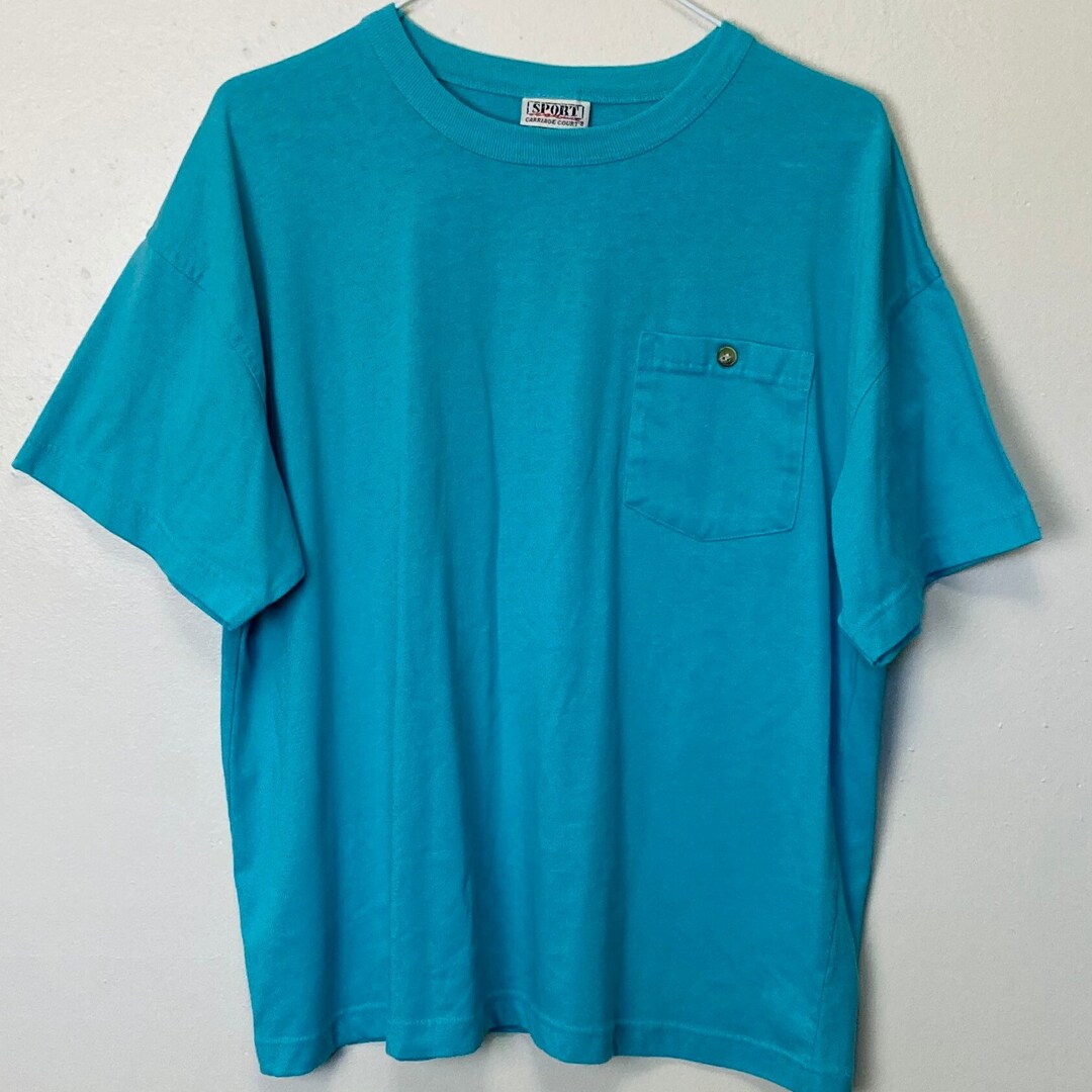 Teal Vintage 80s Blank Crewneck Pocket Tee - Etsy
