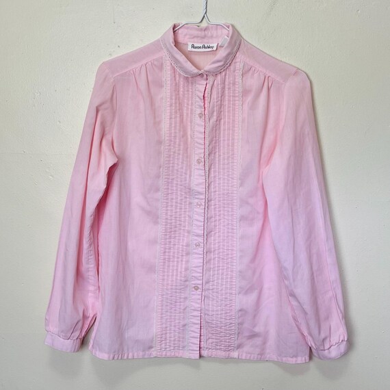 Aaron Ashley 1960s Rosy Pink Pleated Collared Western… - Gem