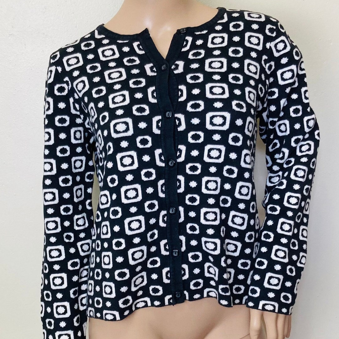 Geometric Vintage 90s Soft Cotton Boxy Cropped Cardigan - Etsy
