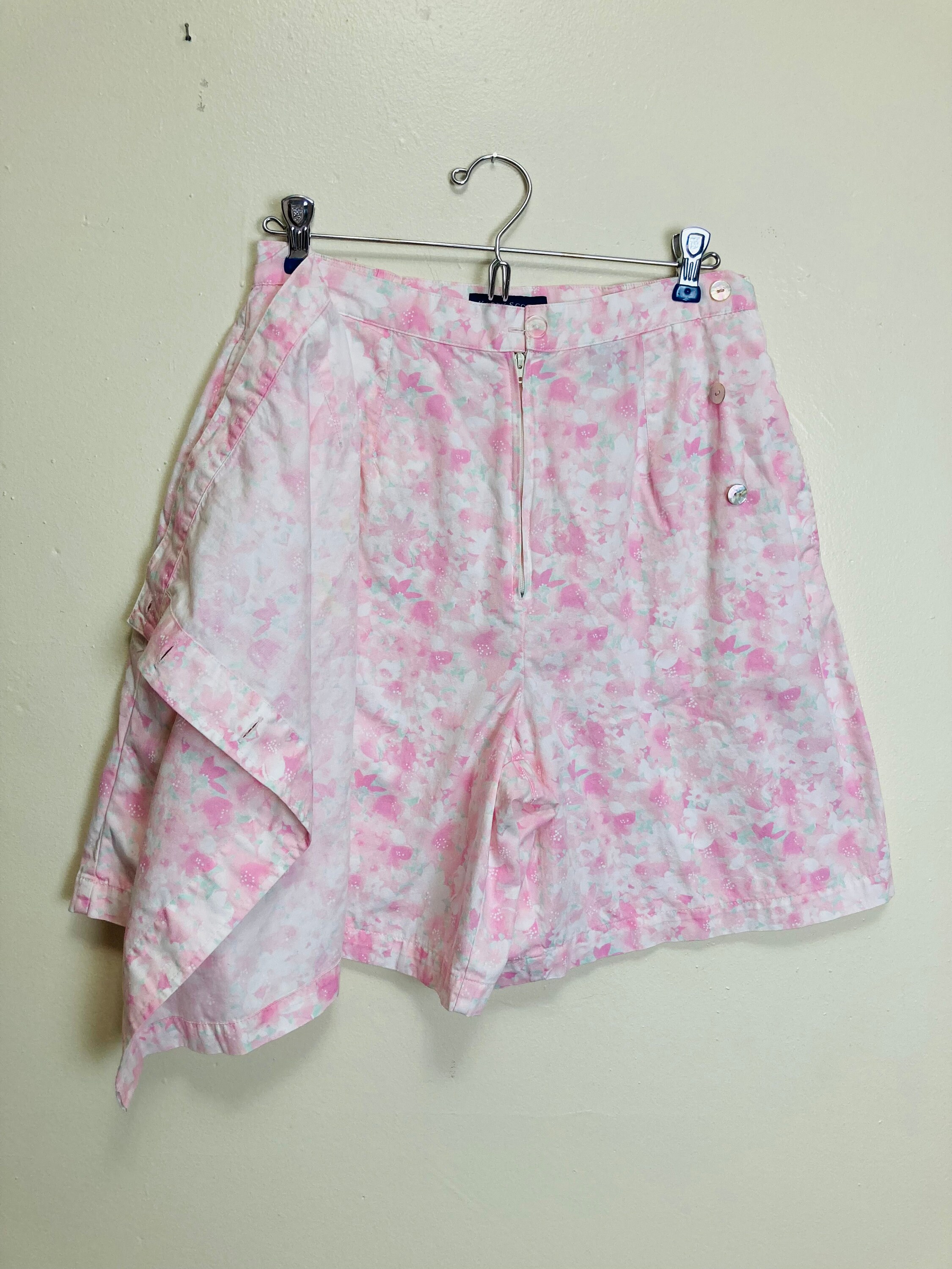 Pastel Pink Floral Vintage 90s Cotton Skort - Etsy