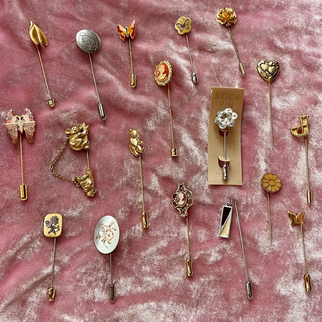 Pick One Vintage Warm Gold or Silver Stick Pin - Etsy
