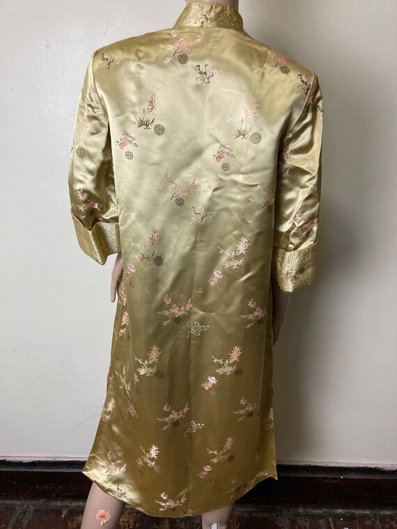 Gold Silk Antique Chinese Brocade Robe House Coat - Gem