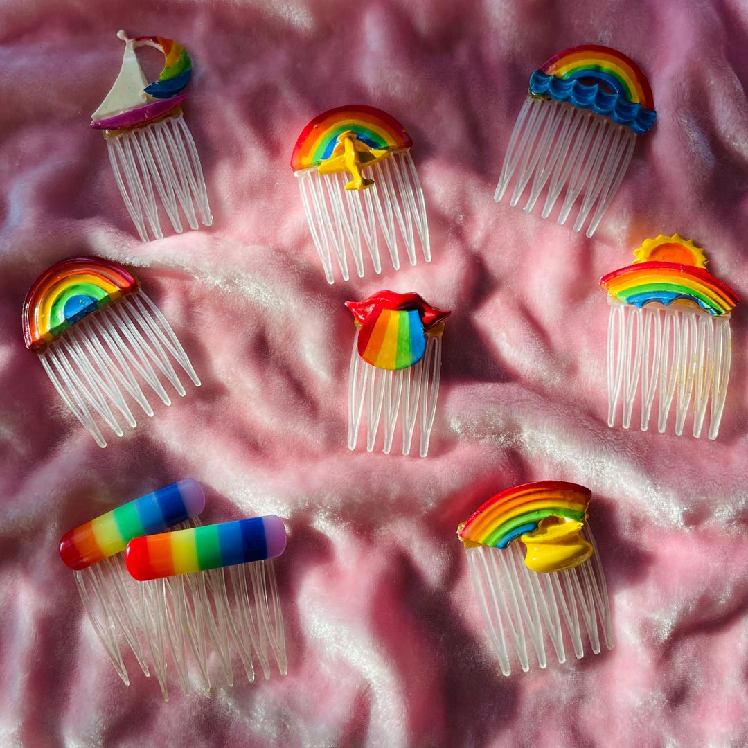 Pick One Vintage Rainbow 70s Deadstock Hair Comb - Etsy