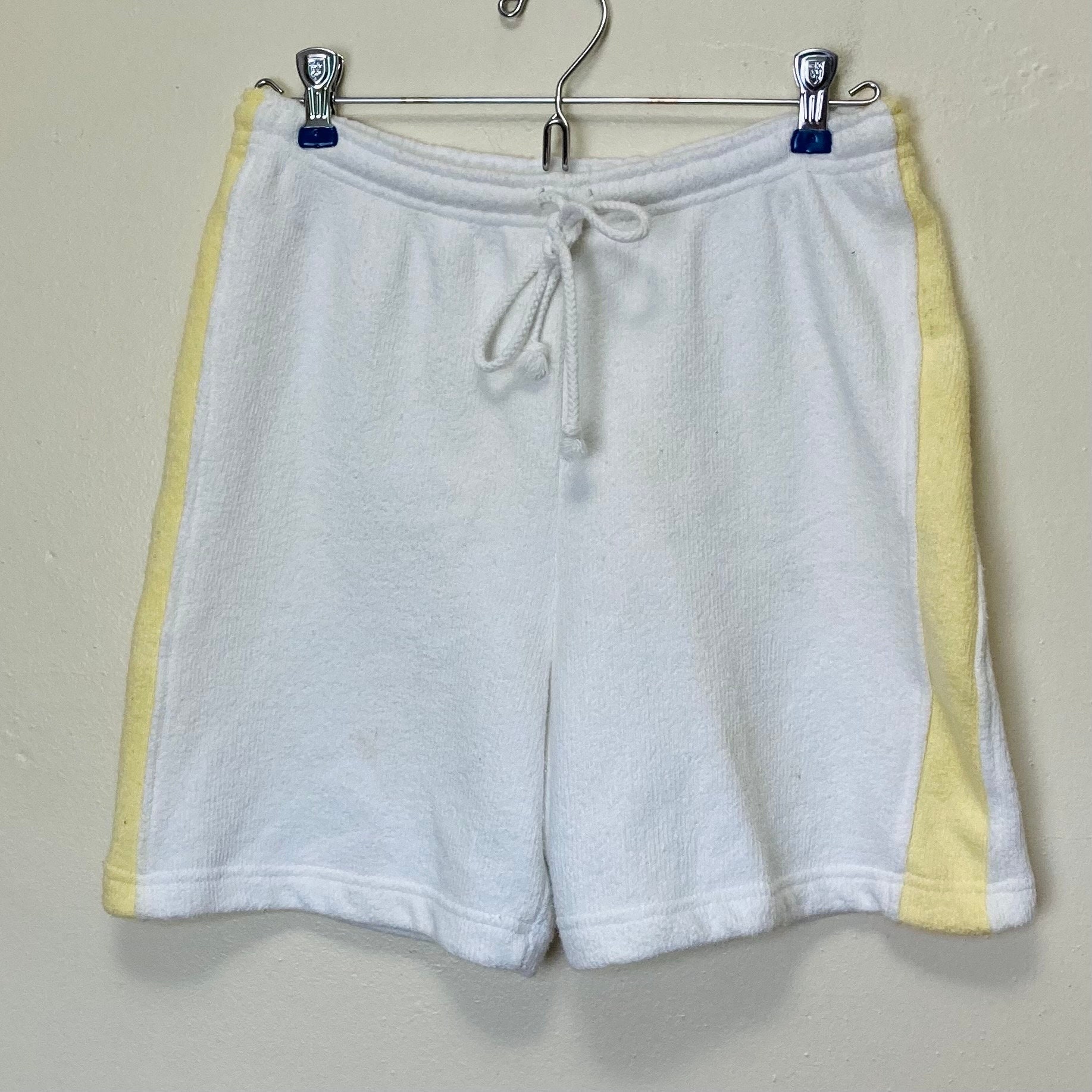 White and Yellow Vintage 70s Terrycloth Shorts - Etsy