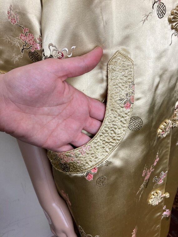 Gold Silk Antique Chinese Brocade Robe House Coat - Gem