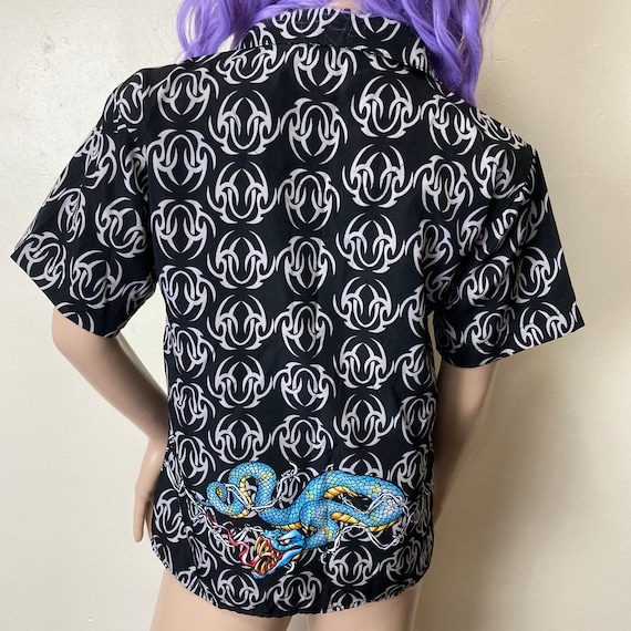 Barbed Wire and Snake Y2K Vintage Collared Top - Gem