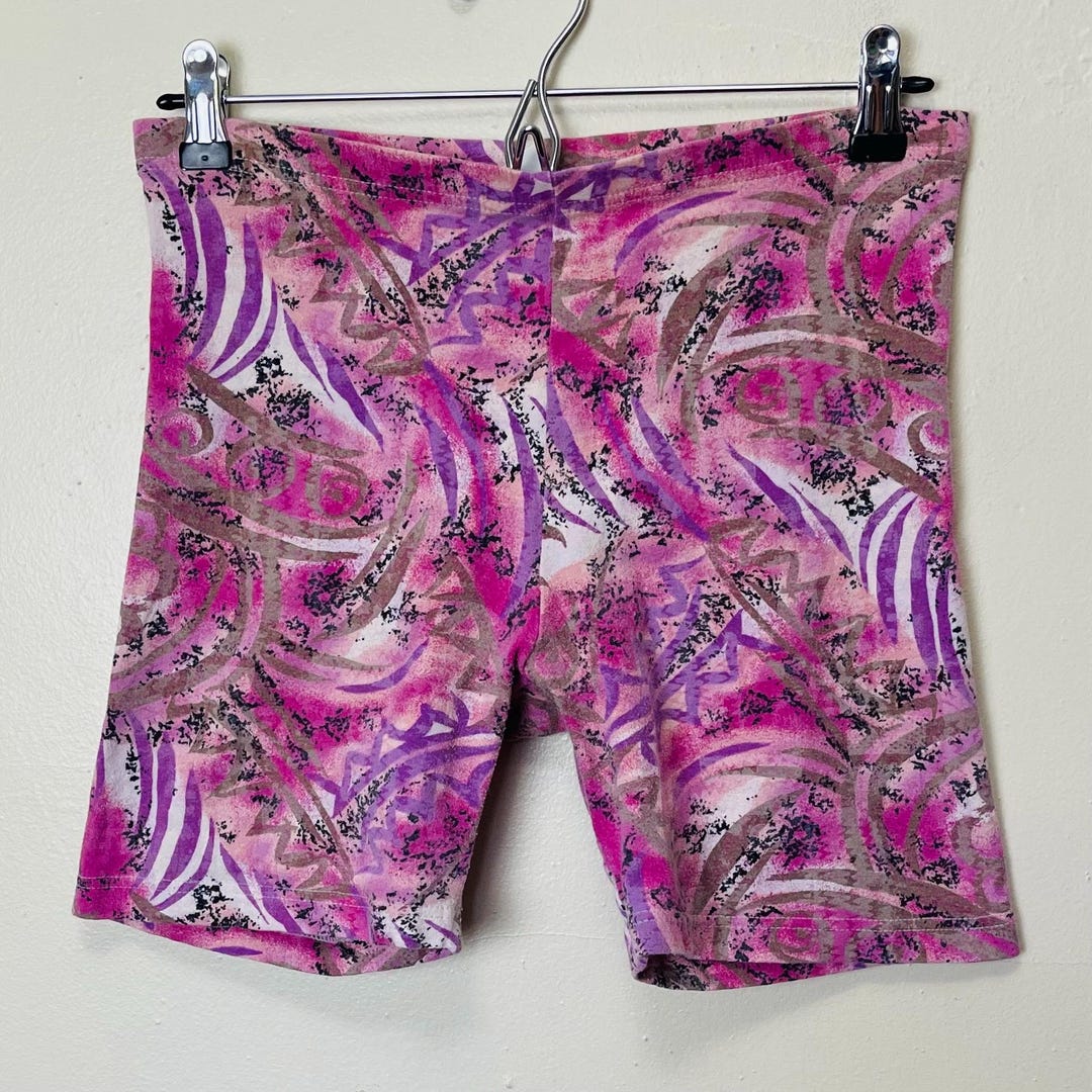 Pink and Purple 80s Abstract Print Vintage Bike Shorts - Etsy