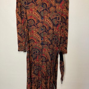 Fall Paisley Vintage 90s Belted Midi Dress - Etsy