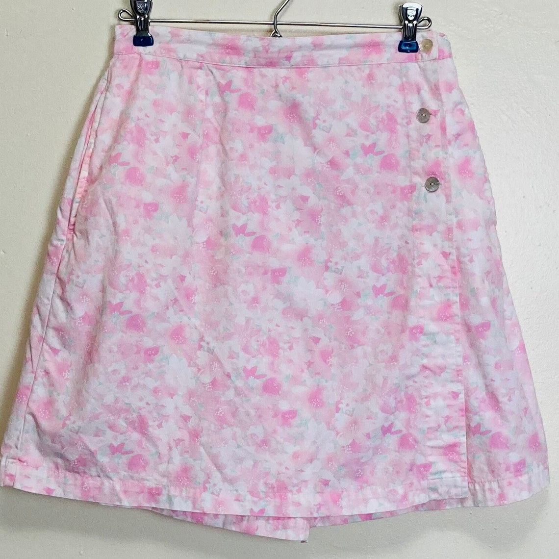 Pastel Pink Floral Vintage 90s Cotton Skort - Etsy