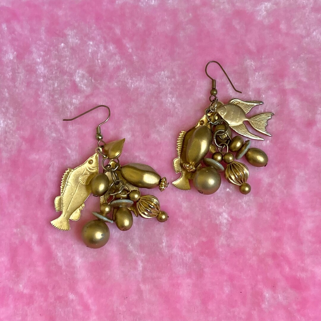 Vintage Angelfish Cluster Earrings - Etsy