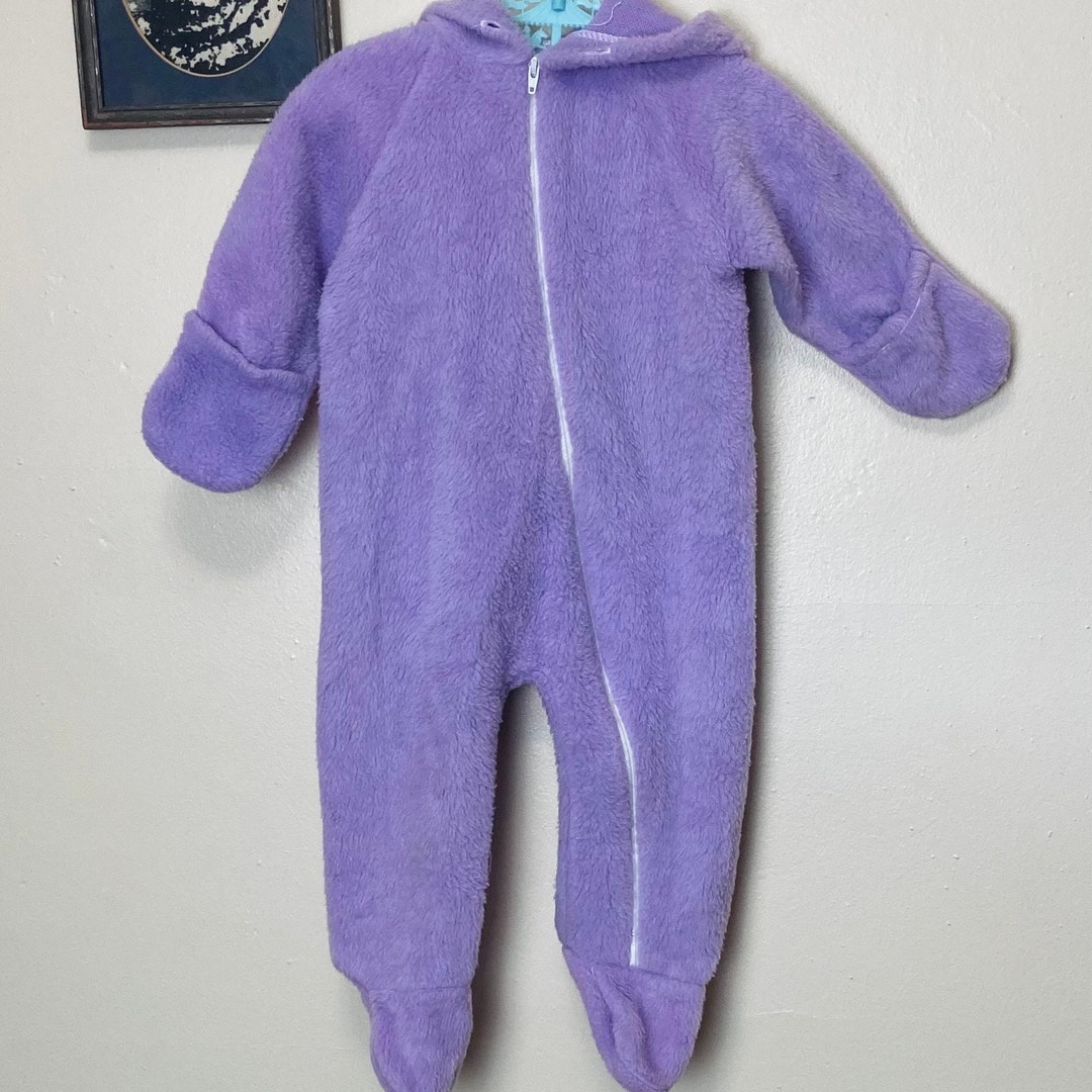 Lavender Baby Fleece Vintage 80s Fluffy Winter Romper Jumpsuit Bunting ...