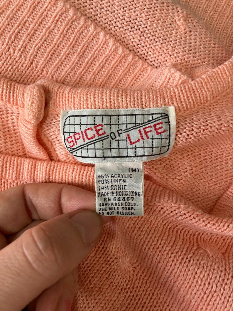 Peach Knit Vintage 80s Button Back Cropped Sweater Tee - Etsy