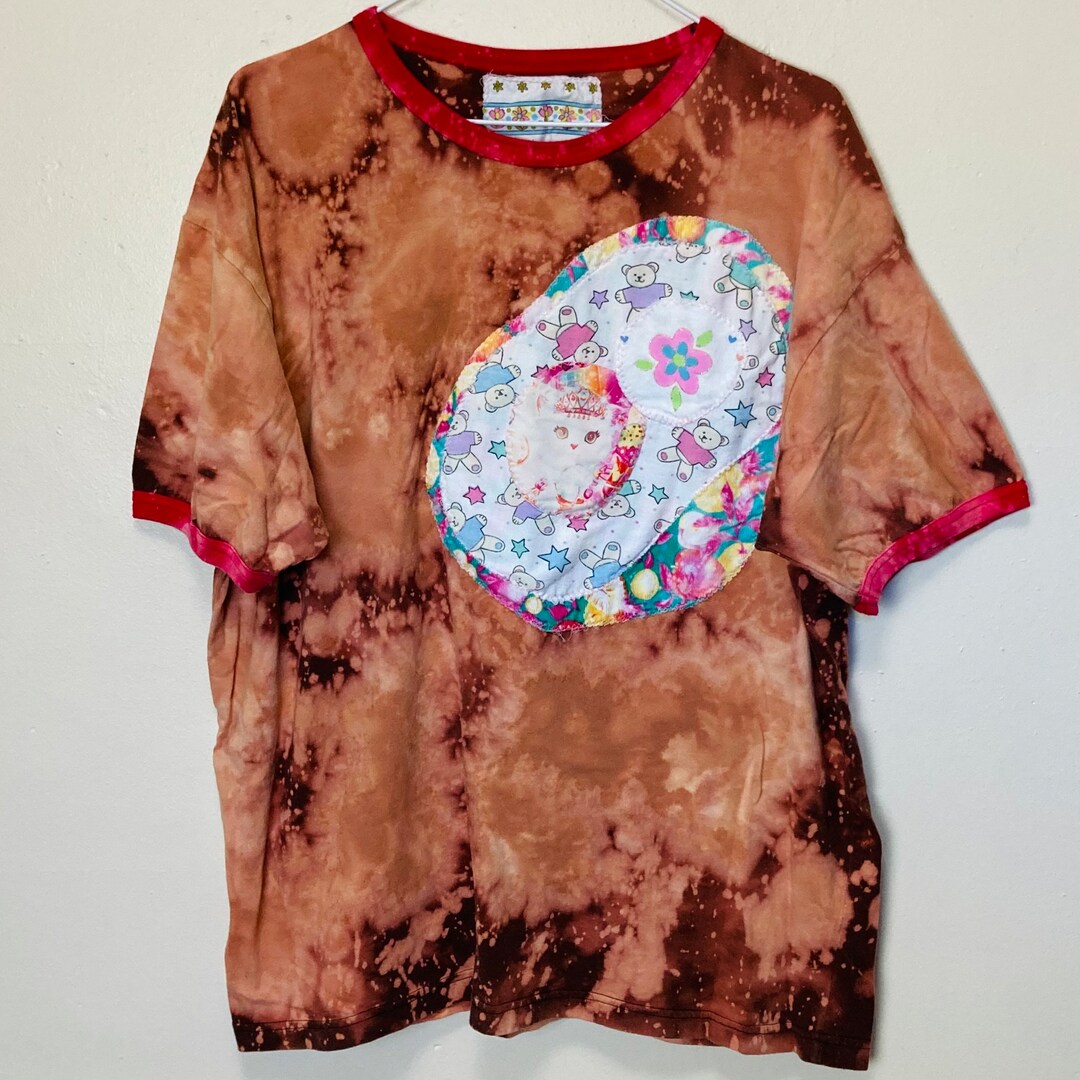 Bleached Out Reworked Vintage Fabric Collage Ringer Tee 2X - Etsy