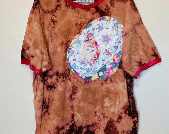 Bleached Out Reworked Vintage Fabric Collage Ringer Tee 2X - Etsy